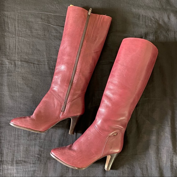 Etienne Aigner | Shoes | Vintage Etienne Aigner Burgundy Tall Boots Red ...